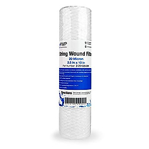 Sediment String Wound Water Filter Cartridge Standard 2.5x10" 20 Micron 50 Pack