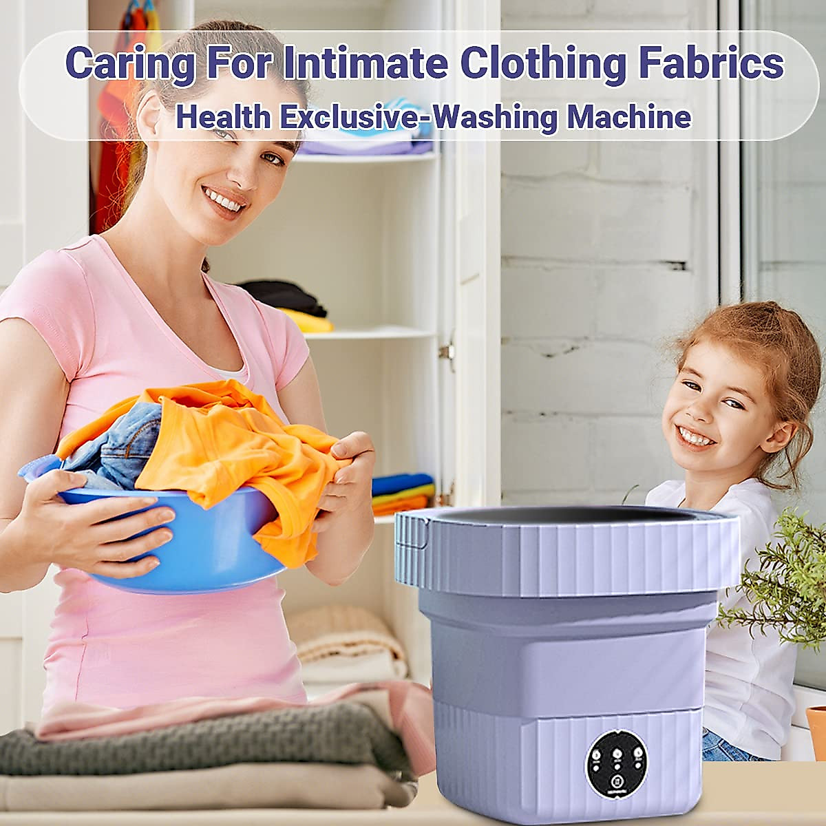 Portable Washing Machine, Foldable Mini Washing Machine for Socks, Baby Clothes, Towels, Underwear Or Delicate Items, Ideal for Apartment, Dorm, Camping, RV Travel and More (purple)