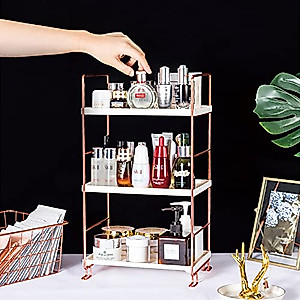 Desktop Cosmetics Storage Rack Rose Gold 2/3 Layers Bathroom Makeup Organizer Assembled Kitchen Seasoning Iron Storage Shelves (3-Layers)