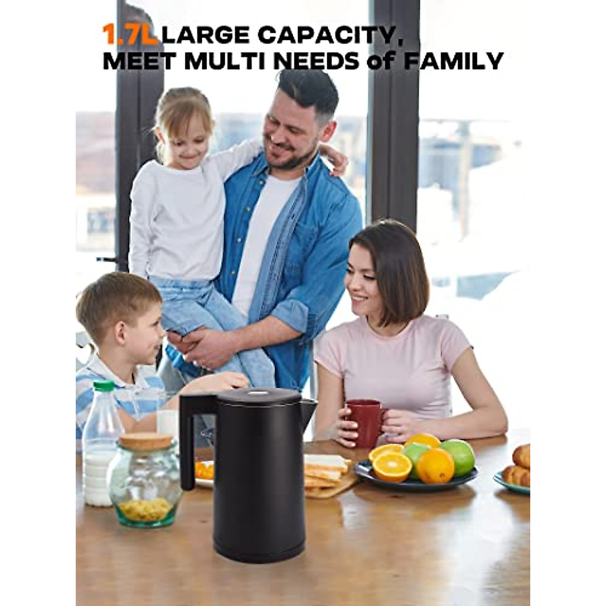 JOYHILL Electric Kettle Temperature Control,6 Variable Temperature Tea Kettle, Stainless Steel Interior 12 Hours Keep Warm,1500W Hot Water Boiler with STRIX Thermostat and Boil-Dry Protection,Black