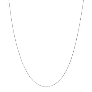 14k REAL White Gold Solid 1mm Singapore Chain Necklace with Spring Ring Clasp - 18"