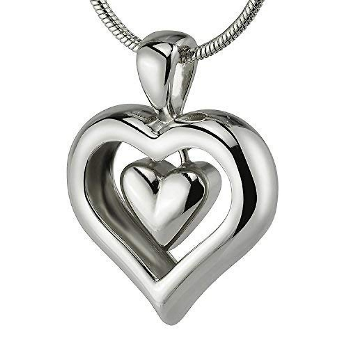 Silver Finish Cremation Jewelry Urn Heart Pendant Memorial Keepsake Locket Necklace for Ashes and 20" Chain, The Eternity Heart