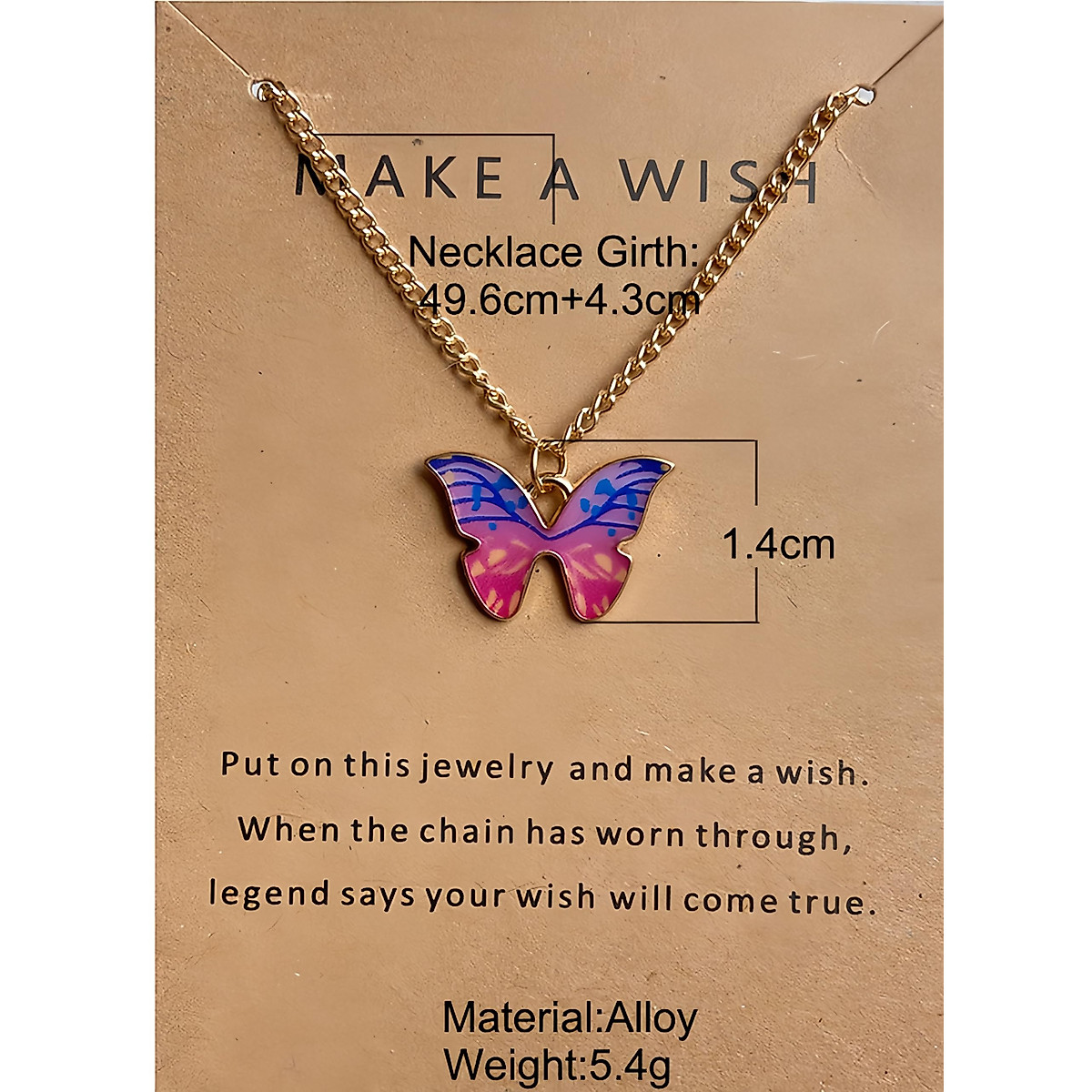 DEQIYIJI Cute Butterfly Pendant Necklace Jewelry Gifts For Women Dainty Stuff With Message Card Blue