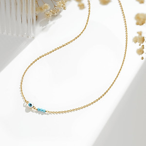 VACRONA Gold Choker Necklace for Women 14K Gold Plated Evil Eye Choker Delicate Long Gold Cuban Link Chain Green Cubic Zirconia Trendy Necklaces Jewelry Gift