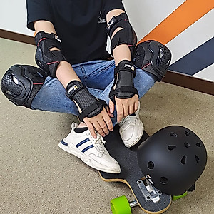 JBM Adult & Kid Full Protective Gear Set Multi Sport Helmet, Knee and Elbow Pads with Wrist Guards Protection for Biking,