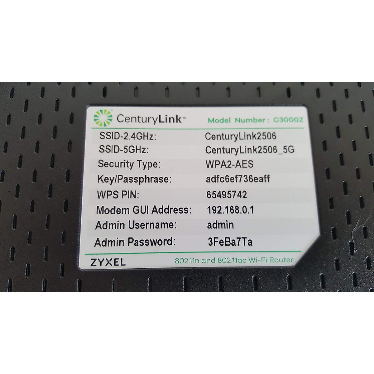 ZyXEL C3000Z Modem CenturyLink