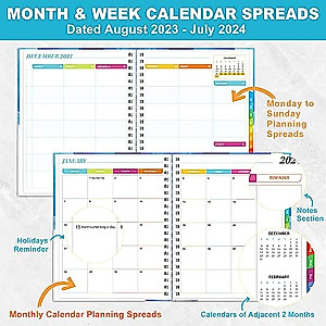 Teacher Planner 2023-2024, Weekly and Monthly Planners 2023-2024 for Women & Men in Jul.2023 - Jun.2024, 8.5"x 11" Marked Tabs, Hardcover with Elastic Closure, Back Pocket, Twin-Wire Binding (Marble)