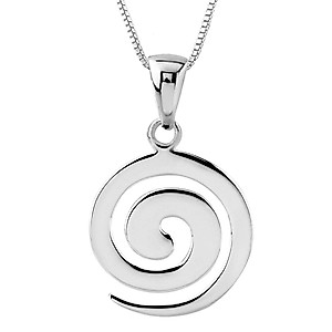 Hawaiian Silver Jewelry Pendant Necklace – 18 Inch Sterling Silver Maori Koru Spiral Necklace – Comfortable and Lightweight Wave Necklace for Women – Modern and Elegant Design