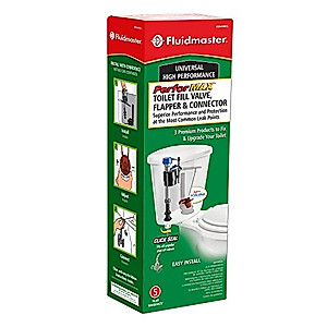 Fluidmaster 400ARHRFCS Universal High Performance PerforMAX Toilet Fill Valve, 2-Inch Flapper and CLICK SEAL 12-Inch Toilet Connector Repair Kit