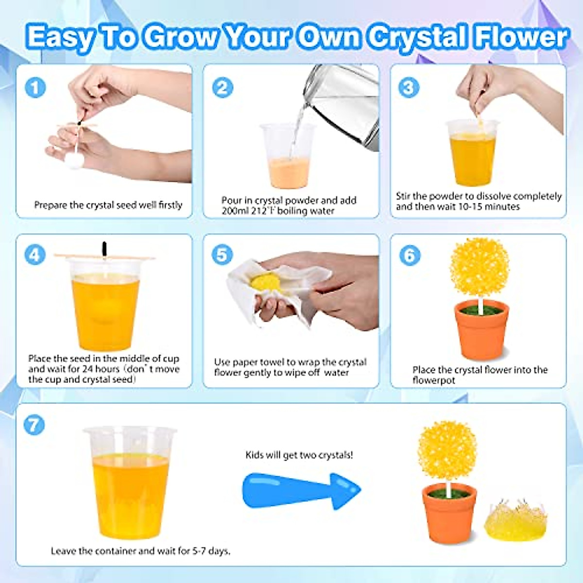 Crystal Flower Growing Science Kit,Easter Gifts for Kids Ages 6-12, STEM Projects Experiments Toys & Crafts Gifts for Girls Boys 7 8 9 10 11 Years Old