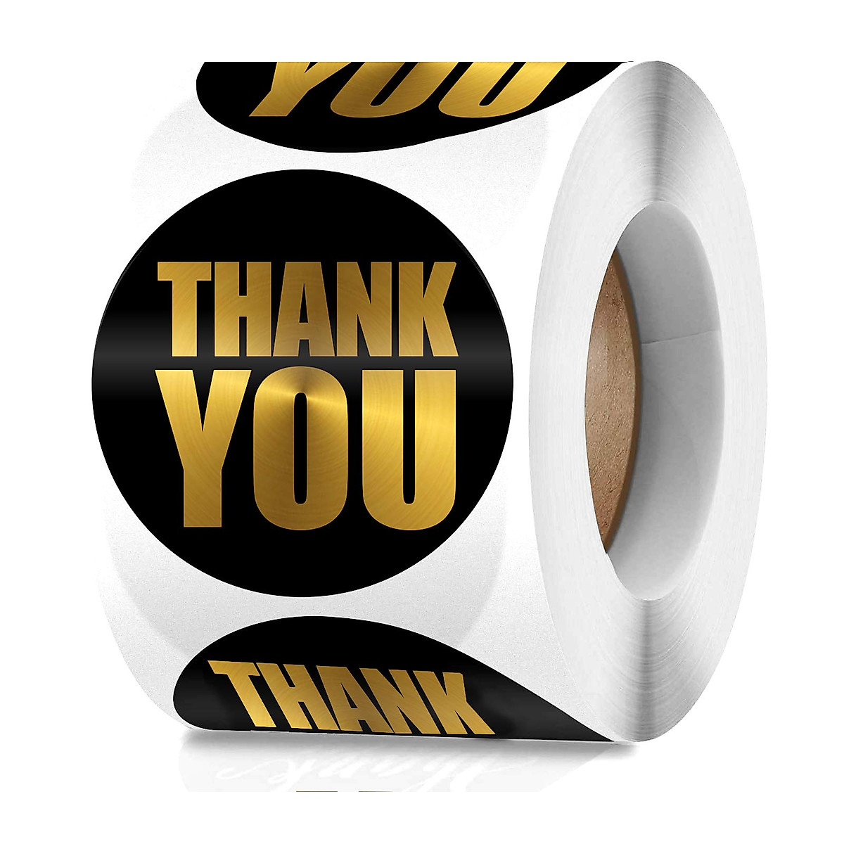 Large Black Thank You Stickers 2 inch - Gold Foil Personalized Sealing Circle Labels, Ideal for Gift Packaging & Small Business | 500 Labels Per Roll