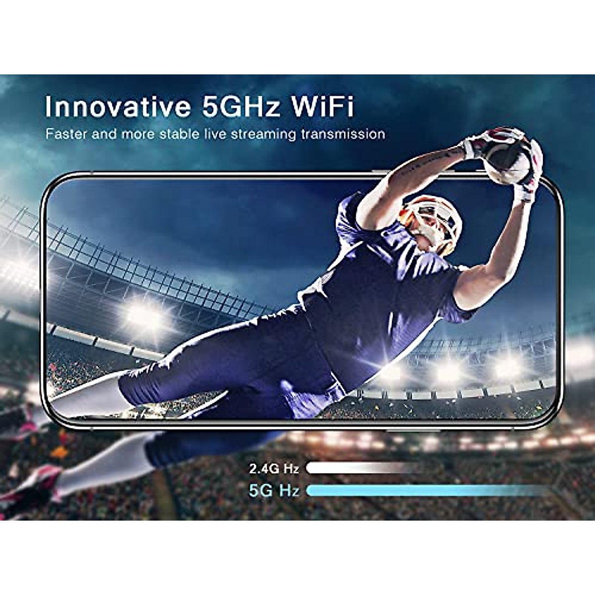 VIMGO 5G WiFi Projector, 8500L Native 1080P Outdoor Movie Projector, Mini Projector with Synchronized Smartphone Screen, 200'' Portable Projector for TV Stick, Video Games, HDMI/USB/AV, iOS & Android
