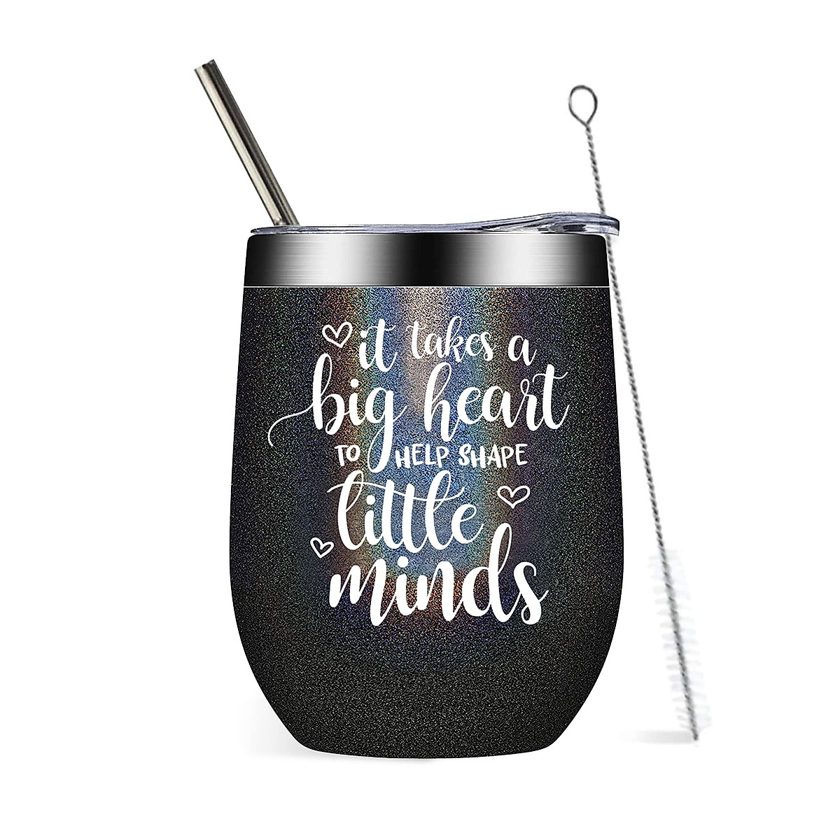 Teacher Appreciation Gifts for Women Men Best Teacher Gifts Teacher Birthday Gifts Teacher Tote Bag Canvas Teachers End of Year Thank you Christmas Present Teacher Wine Tumbler with Straw Black