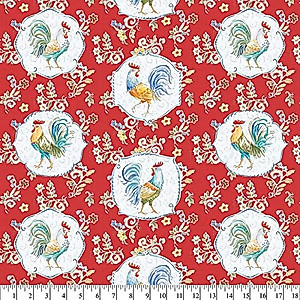 Rooster Ditsies Cotton Fabric - 1-Yard PRECUTS