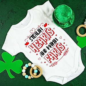 UrVog Stealing Hearts And Making Farts Baby Bodysuit - Funny Toddler Valentines Baby Valentines Day Outfit Boy Girl, One Size, Baby Onesie - 06 Month/White