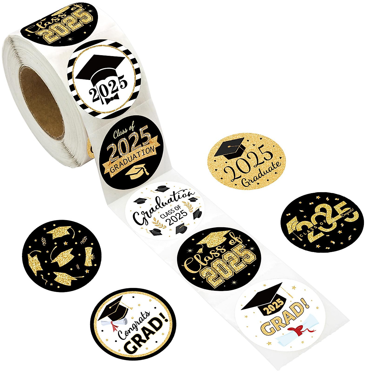 Graduation Stickers Class of 2025 500Pcs Perforated Roll Sticker Congrats Graduation Labels Grad Party Supply 1.5 Inch