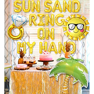 JeVenis Sun Sand Ring On My Hand Banner Balloons Beach Bridal Shower Decoration Hawaiian Luau Bachlorette Decoration