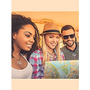 Sunshane 2 Pack Hippie Style Peace Sign Necklace Hippie Party Dressing Accessories, Silver