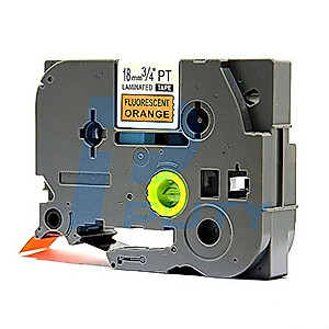 1PK Black on Orange Fluorescent Laminated Label Tape Compatible for Brother P-Touch TZe-B41 TZ-B41 (18mm x 8m)