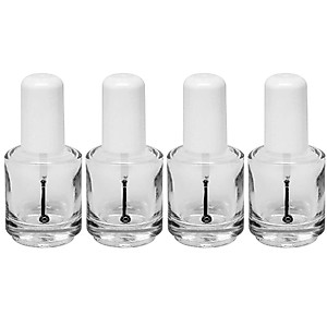 Karlash Premium Empty Polish Bottle Clear + Brush + Mixing ball + White Cap 0.5 Oz - 4 Pieces