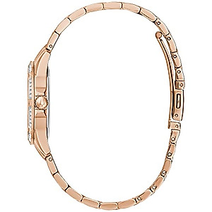 Bulova Ladies' Classic Crystal Rose Gold Stainless Steel 3-Hand Quartz Watch, White Mother-of-Pearl Dial with Crystal Heart Detail Style: 98L303