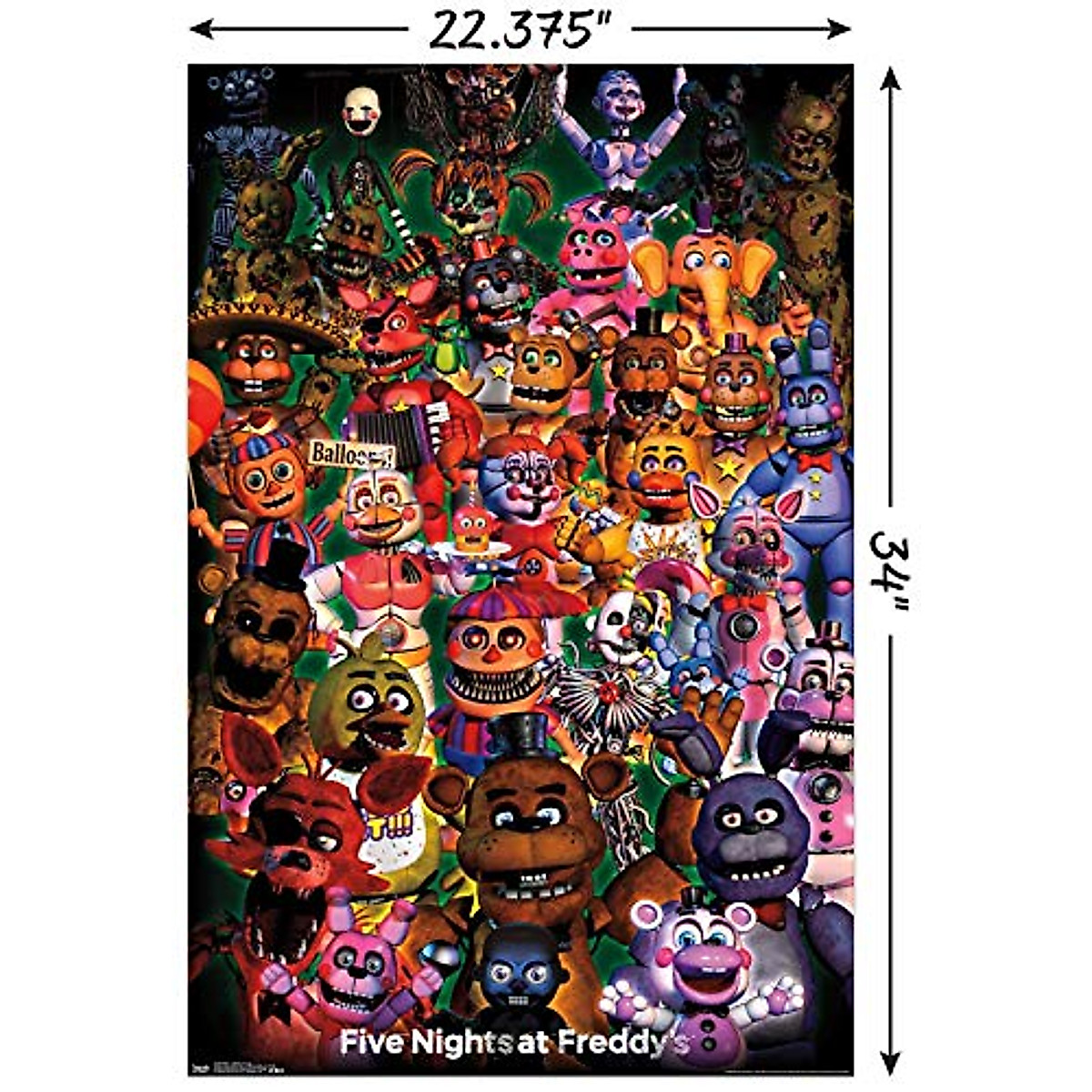 Trends International Five Nights at Freddy's - Ultimate Group Wall Poster, 22.375" x 34", Unframed Version