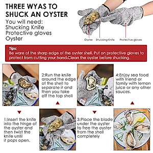 TRUSBER Oyster Shucking Knife, 304 Stainless Steel Oyster Shucker Knife with Oyster Shucking Glove, Non-Slip Handle Oyster Opener for Oyster Shucking