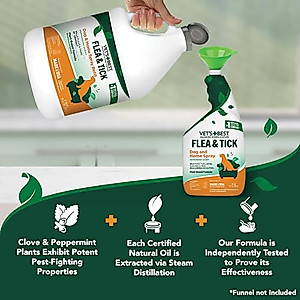 Vet's Best Flea and Tick Home Spray | Flea Treatment for Dogs and Home | Flea Killer with Certified Natural Oils | 96 Ounces Refill