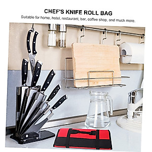 KICHOUSE 1pc Roll 22 Bag Chef Supplies Roller Bag Electronics Tool Kit Kitchen Bag Satchel Outdoor Tools Pouch Dinnerware Holder Cutlery Rack Red Oxford Cloth Repair