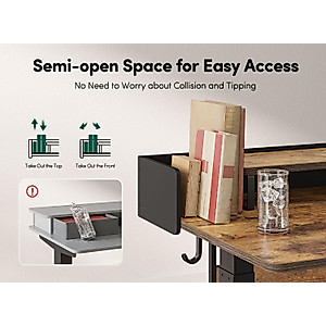 FEZIBO 55" Electric Standing Desk with Shelves, 55 x 24 Inch Sit Stand Rising Desk with Monitor Stand and Storage, Ergonomic Home Office Computer Desk, Rustic