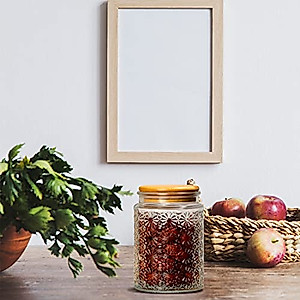 LINXIU Airtight Glass Food Jars with Bamboo Lid Canister Airtight Storage Jar Container Decorative Jars for Pantry Storage and Kitchen Organization 1 Pack