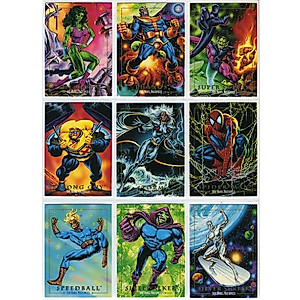 1992 SkyBox Marvel Masterpieces Series-1 New 100-Card Complete Base Set Plus 5-Card Spectra Foil Chase Set in Collector Pages