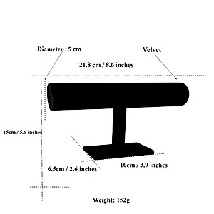 COMELYJEWEL Set of 2 Jewelry T-Bar Display Black Velvet 1 Row Accessories Organizer Event Show Scrunchie Stand Hovering Bracelet Stand Bangle Watch Holder Storage for Home Organizing