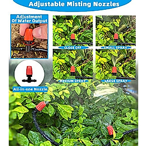 AWOWZ 59FT/18M Drip Irrigation Kits, 1/4"Drip Tubing and Two-Ways Connector, All-in-one Misters, DIY Saving Water Automatic Mist Irrigation System for Lawn, Garden, Greenhouse, Livestock Farm