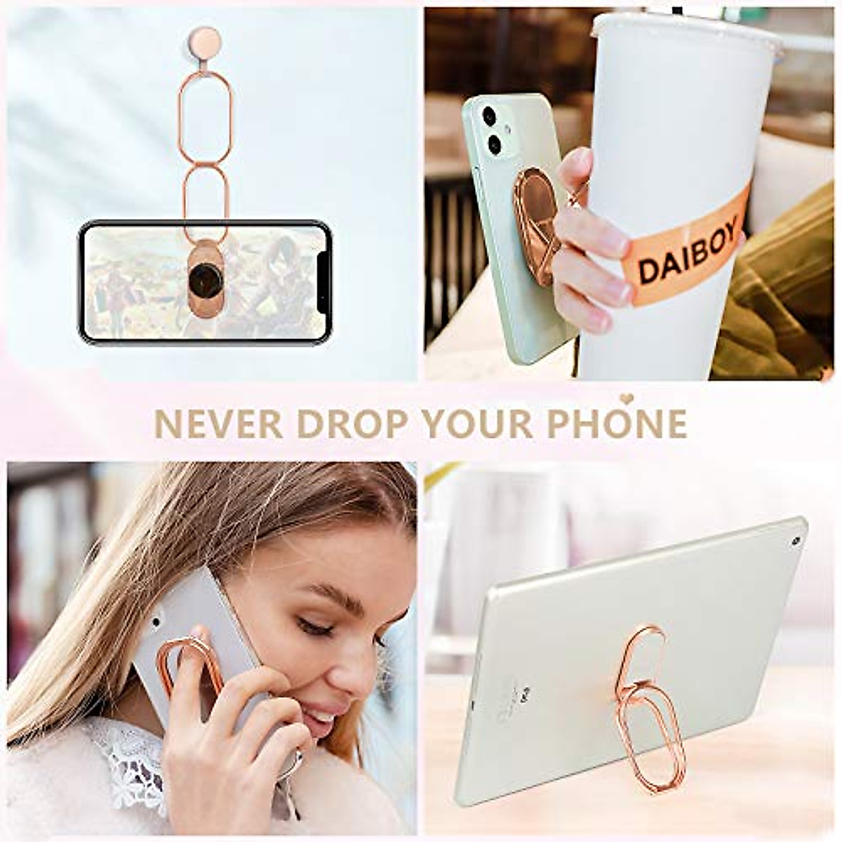 MINDSKY Phone Ring Holder Finger Kickstand Retractable 360°Rotation Ultra-Thin Cell Phone Back Grip Foldable Cellphone Stand for iPhone iPad Smartphones Tablets (with Universal Magnetic Car Mount)