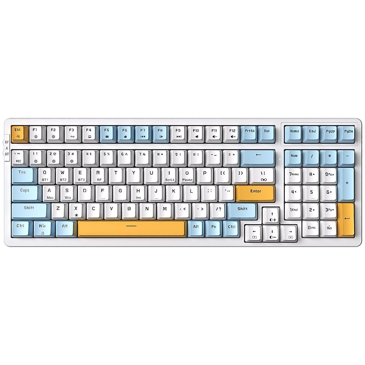 Merdia Wireless Mechanical Keyboard, Triple Mode 2.4G/USB-C/BT Gaming Keyboard 100 Keys Ice-Blue Backlit Brown Switch Keyboard | Rechargeable Keyboard | Mechanical Gaming Keyboard | Ice Blue/W/Y