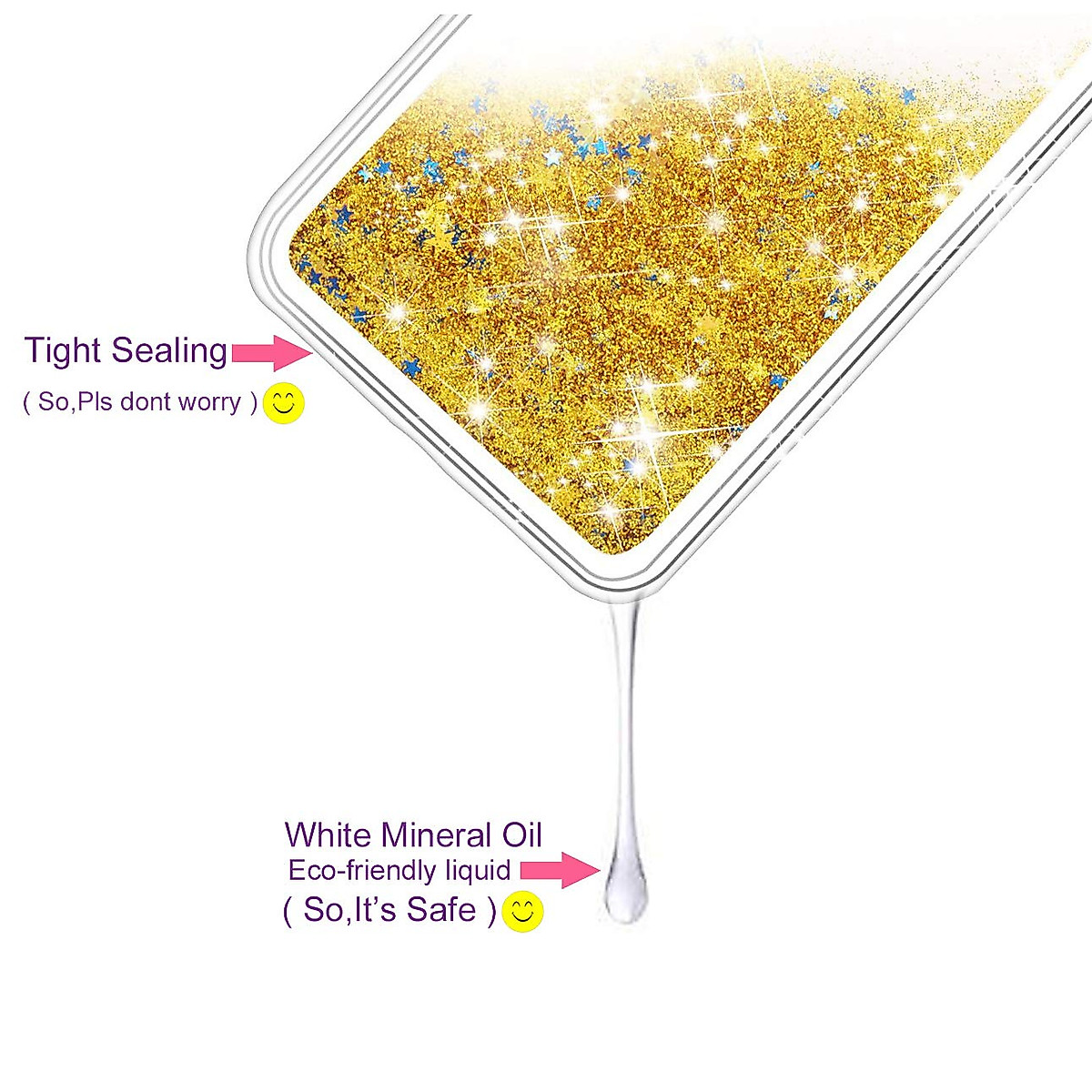 WORLDMOM for iPhone XR Case, Double Layer Design Bling Flowing Liquid Floating Sparkle Colorful Glitter Waterfall TPU Protective Phone Case for iPhone XR [6.1 Inch 2018], Yellow