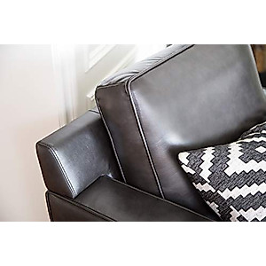 Abbyson Living Milton Leather Sofa & Loveseat - Modern Design, Top Grain Leather, Espresso Wood Accents, 2 Piece Set, Gray
