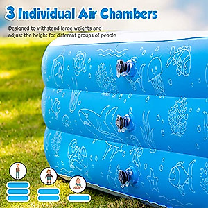 PartyGears Inflatable Swimming Pool for Kids, 120" X 72" X 22" Family Full-Sized Inflatable Kiddie Lounge Pool for Adult & Ages 3+,Good for Outdoor, Garden, Backyard Use, Blue