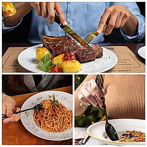 24 Pieces Black Silverware Set for 4, Stainless Steel Flatware Set Serving include Spoon Forks Knives, Kitchen Utensils Set, Tableware Cutlery Set with Steak Knives For Home Kitchen Restaurant Hotel