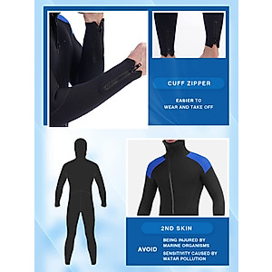 REALON Mens Wetsuit 5mm Neoprene Diving Suit Full Body Long Sleeve Front Zip Hoodie Thermal Wet Suits Winter Keep Warm in Cold Water for Freediving Spearfishing Scuba Snorkeling (5mm, 3X-Large)
