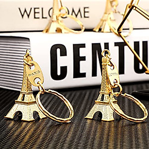Inbagi 120 Pcs Eiffel Tower Keychain Retro French Souvenirs Paris Eiffel Tower Keyring for Home Jewelry Table Decor Gifts (Gold)