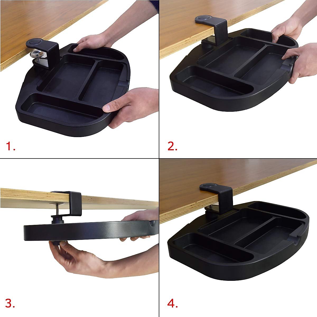 ApexDesk Clamp-On Under Desk 360-Degree Swivel Drawer - Perfect Office Storage Accessory For Your Existing Standing Desk (Clamp-On Desk Drawer - White)