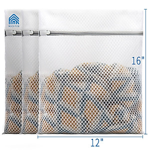 3Pcs Durable Honeycomb Mesh Laundry Bags for Delicates 12 x 16 Inches (3 Medium)