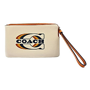 COACH Large Corner Zip Wristlet Stamp in Khaki/Chalk Multi