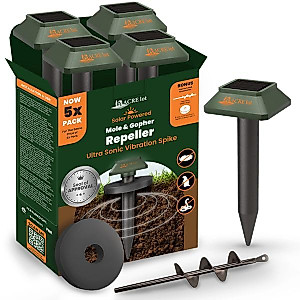 ACRE lot Mole Repellent for lawns Gopher Repellent Ultrasonic Solar Powered Snake Repellent Deterrent Mole Repeller Vole Repellent Outdoor Lawns Garden Yard All Pests Sonic Spikes Stakes Chaser 9pk