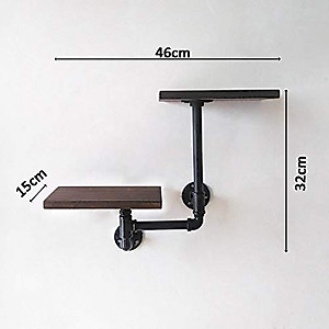 PIBM Stylish Simplicity Shelf Wall Mounted Floating Rack Wooden Bedroom Potted Plants Collections Storage,Retro Industrial,10 Types Avaliable, 46x15x32cm