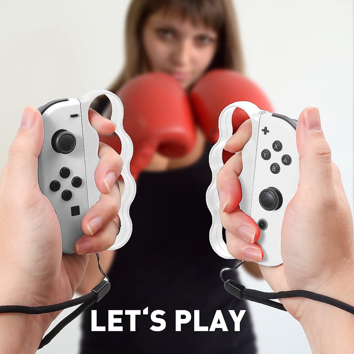 ECHZOVE Grips for Fitness Boxing Switch, Controller Accessories Compatible with Nintendo Switch Sports and Switch Boxing Game, 2 Packs-White