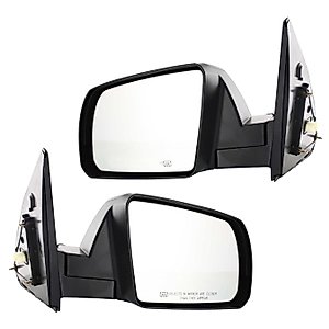 Kool Vue Left & Right Power Heated Door Mirrors Compatible With Toyota Tundra 2007-2013 Manual Fold Without Signal Light, Memory & Puddle Lamp Textured Standard Cab, With Cold Climate Specification