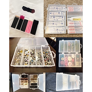 Honbay Clear Visible Plastic Fishing Tackle Accessory Box Fishing Lure Bait Hooks Storage Box Case Container Jewelry Making Findings Organizer Box Storage Container Case (L:6.9x6.1x1.3inch)